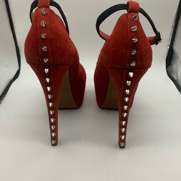 Wild Pair | Shoes | Wild Pair Red Platform Peep Toe Heels W Spikes ...